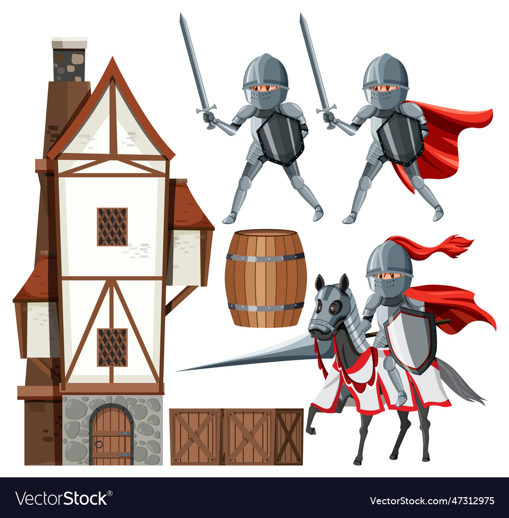 Set of medieval object Royalty Free Vector Image