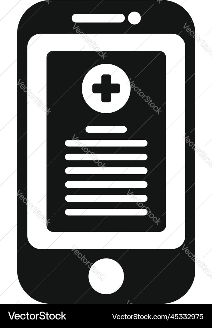 Smartphone medical report icon simple Royalty Free Vector