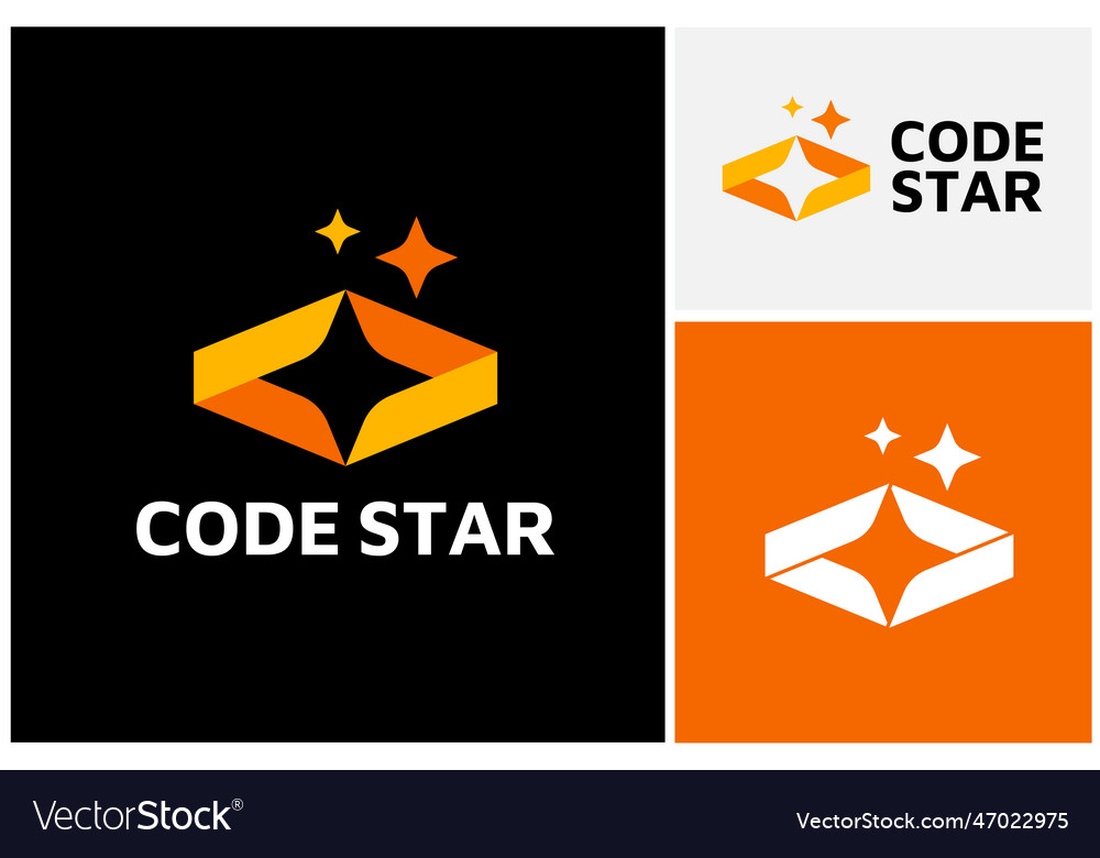 Star letter c code script coding website logo Vector Image