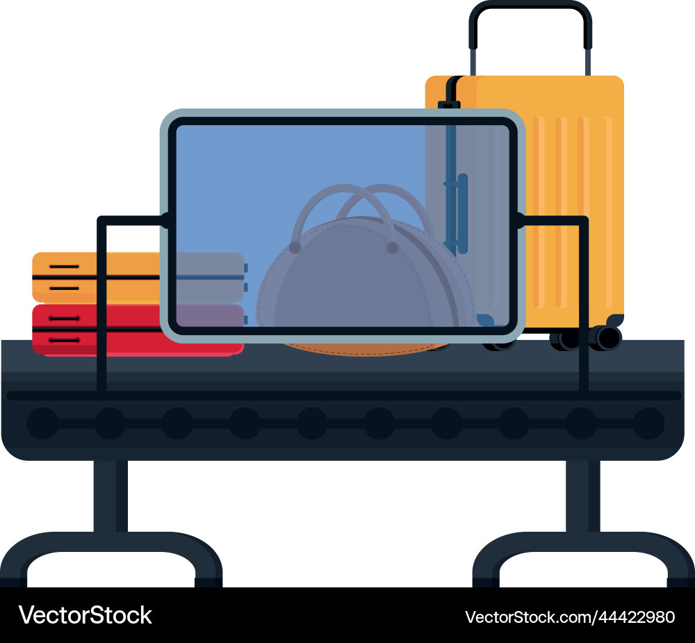 Airport conveyor scanner and baggage Royalty Free Vector