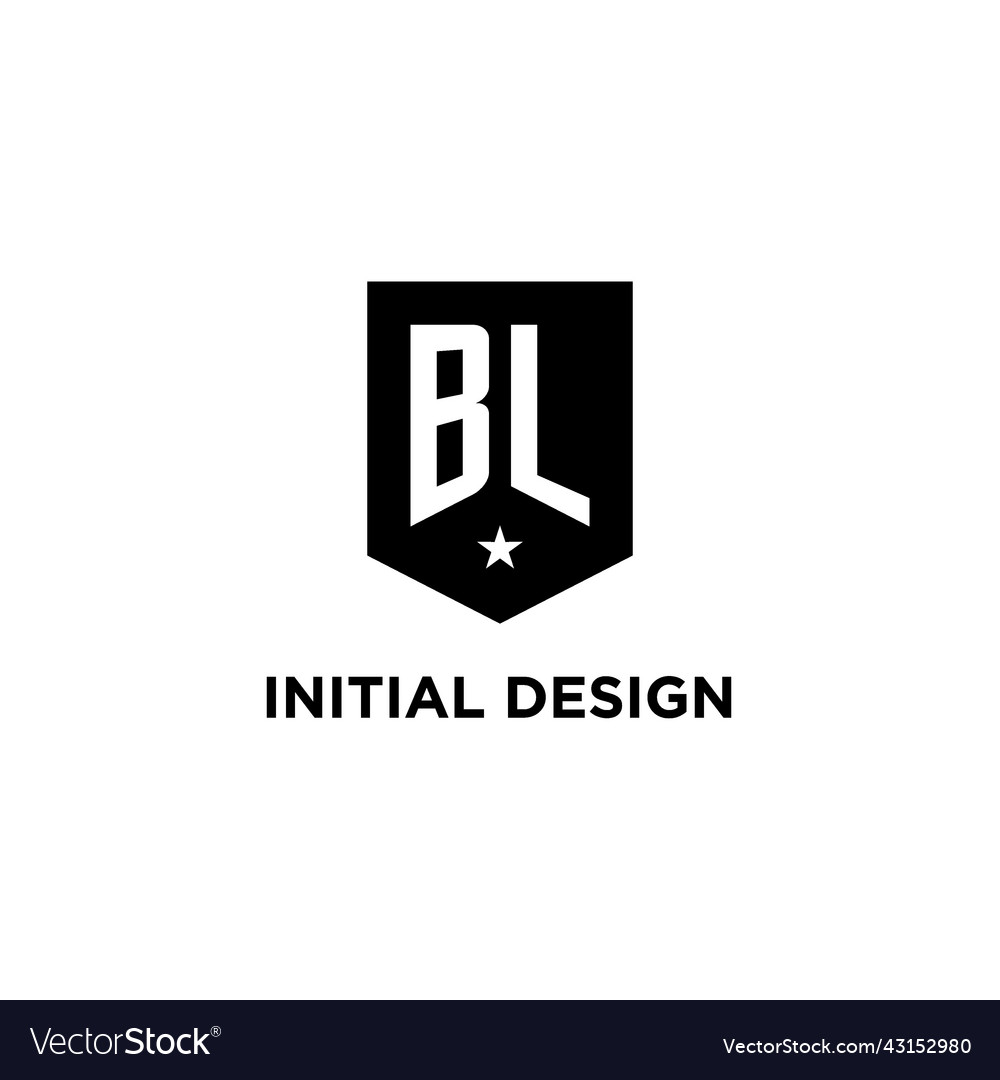 Bl monogram initial logo with geometric shield Vector Image Bl monogram initial logo with geometric shield Vector Image