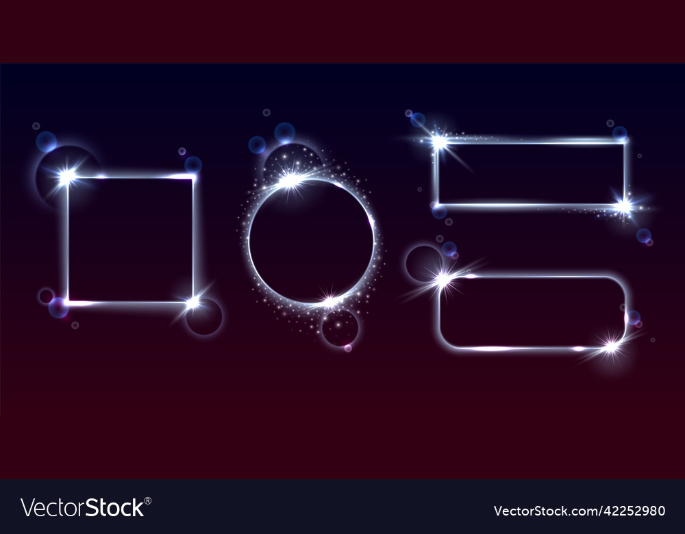 Blank frames with light effects isolated Vector Image