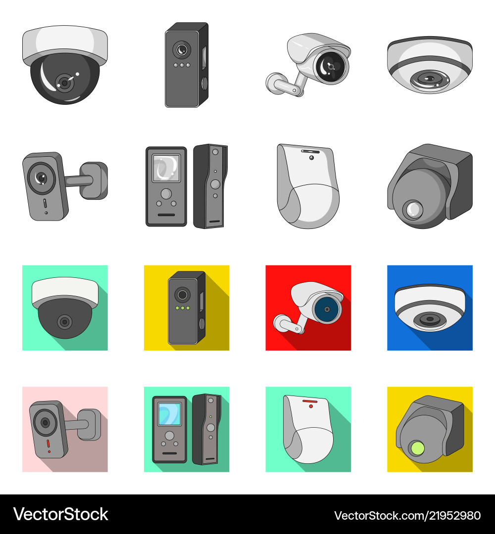 Design of cctv and camera logo set Royalty Free Vector Image
