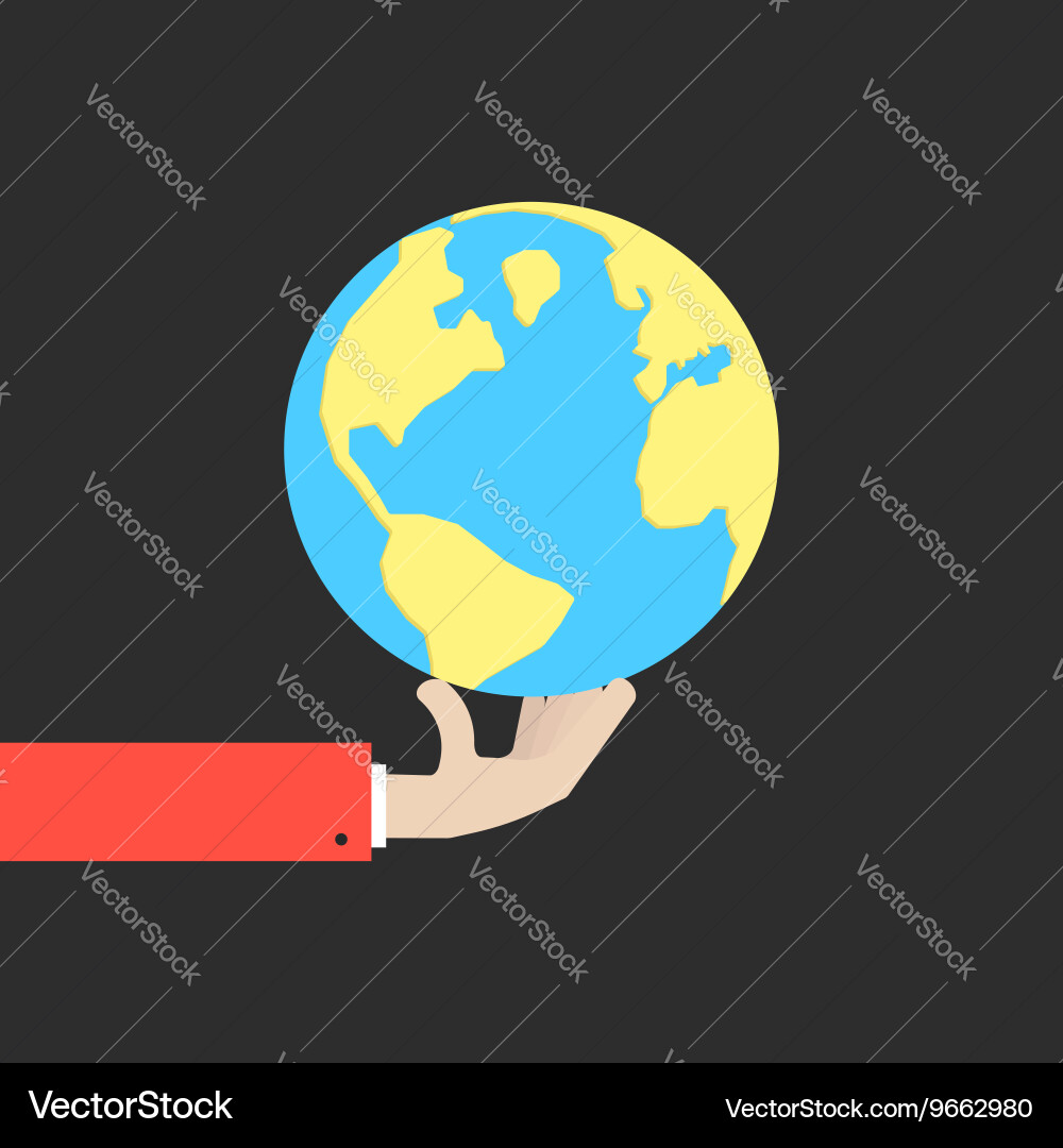 Hand holding blue and yellow earth Royalty Free Vector Image