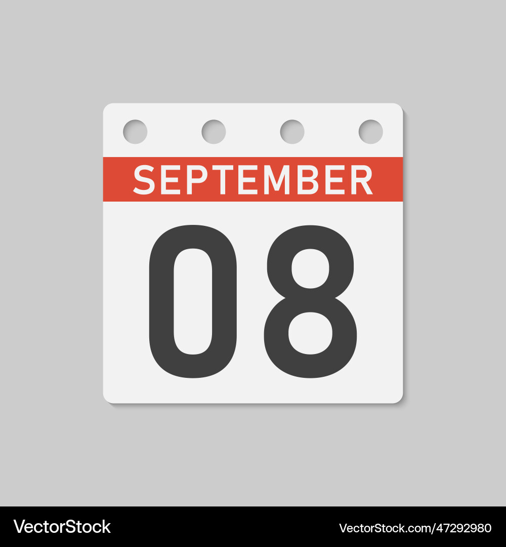 Icon page calendar day - 8 september Royalty Free Vector