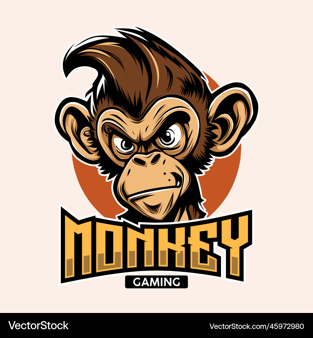 Monkey gamers mascot logo esport template Vector Image