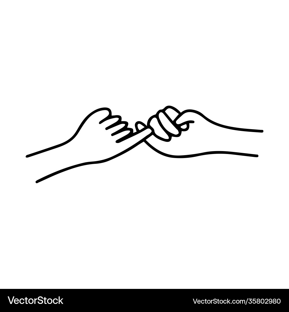 Oath with hands on little fingers doodle Vector Image