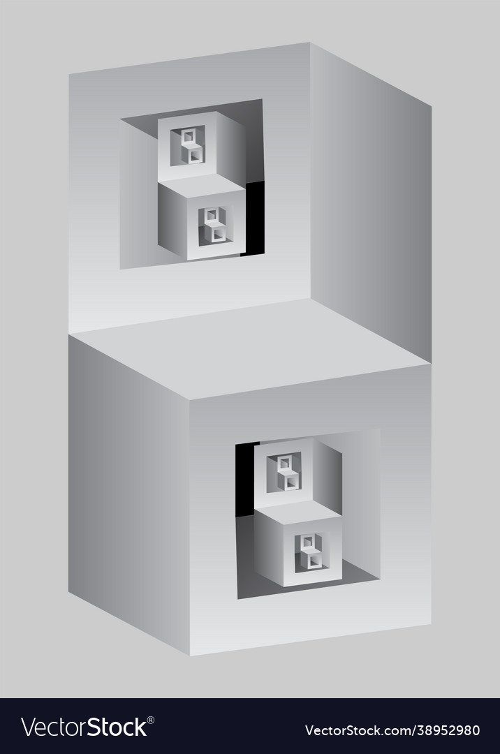 Optical fractal isometric volumetric geometric Vector Image