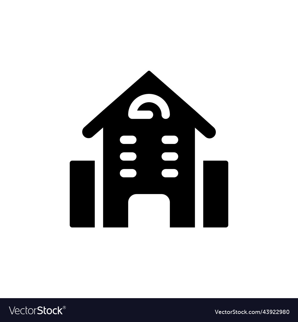 School building black glyph ui icon Royalty Free Vector
