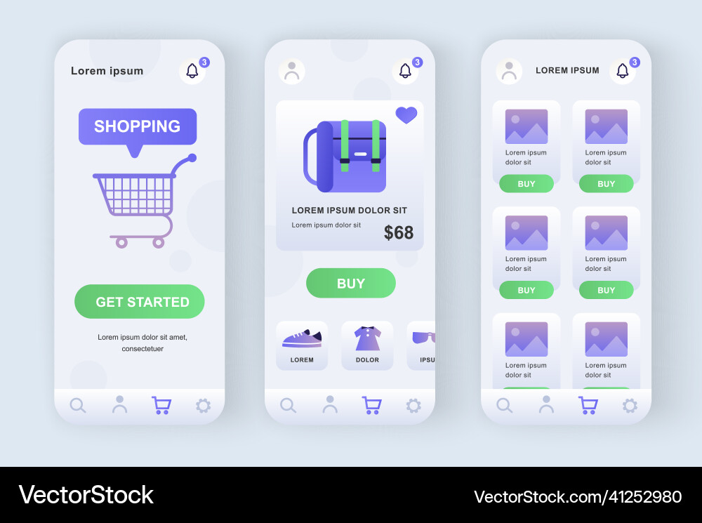 Shopping solution unique neomorphic design kit Vector Image