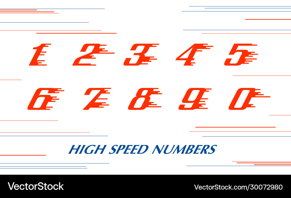 Speed sport numbers set logo design template Vector Image