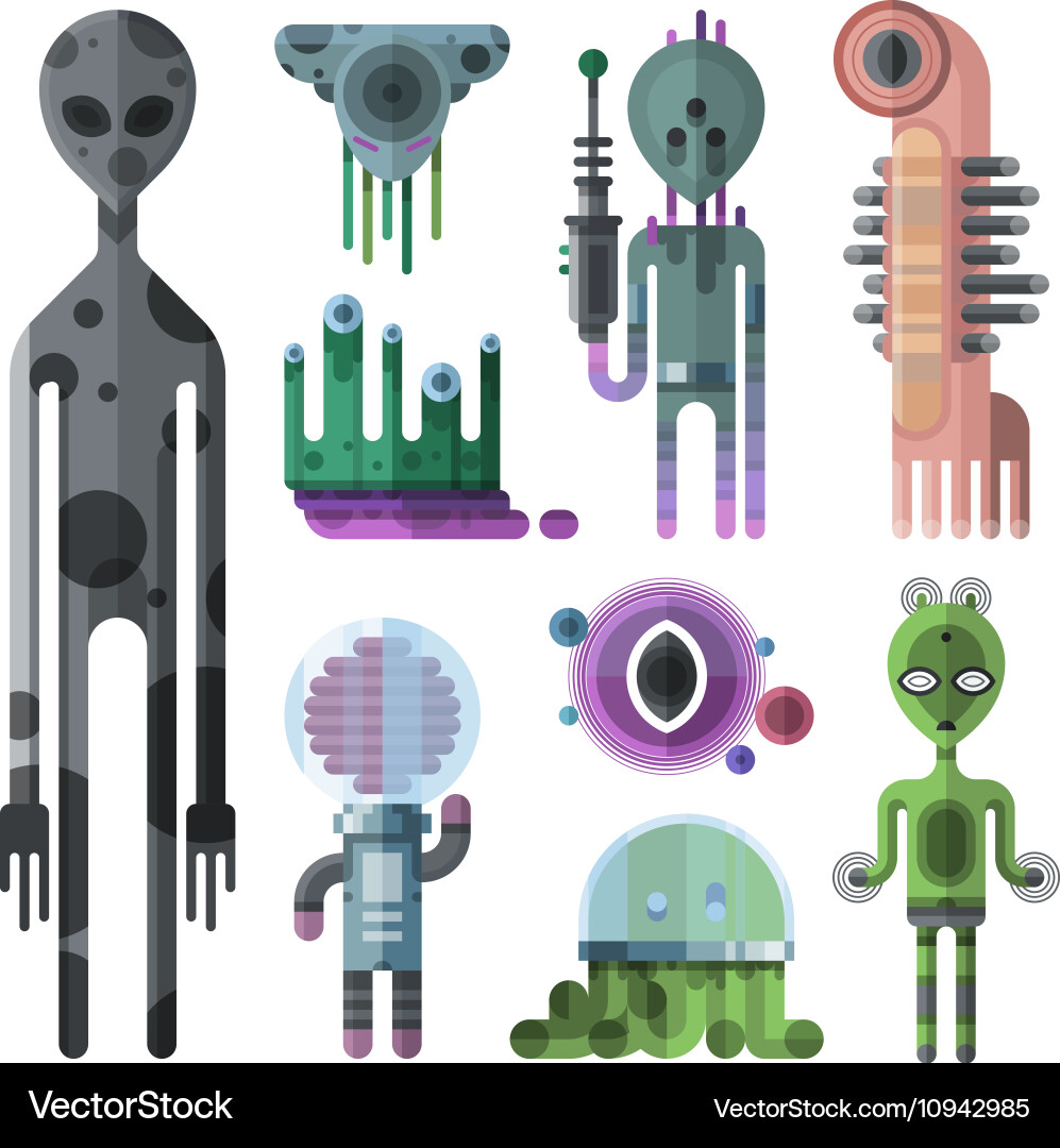 Aliens monsters set Royalty Free Vector Image - VectorStock