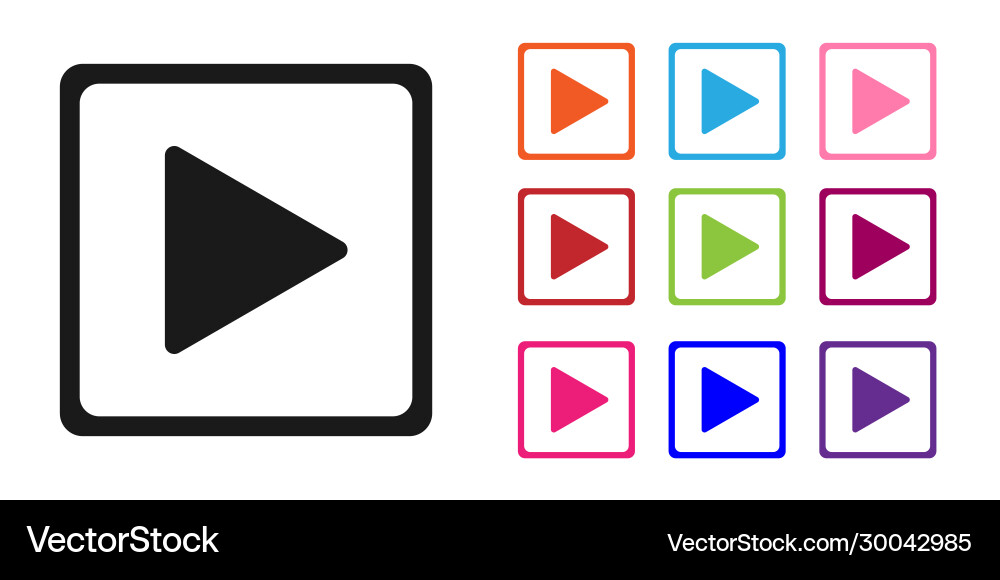 Black play in square icon isolated on white Vector Image