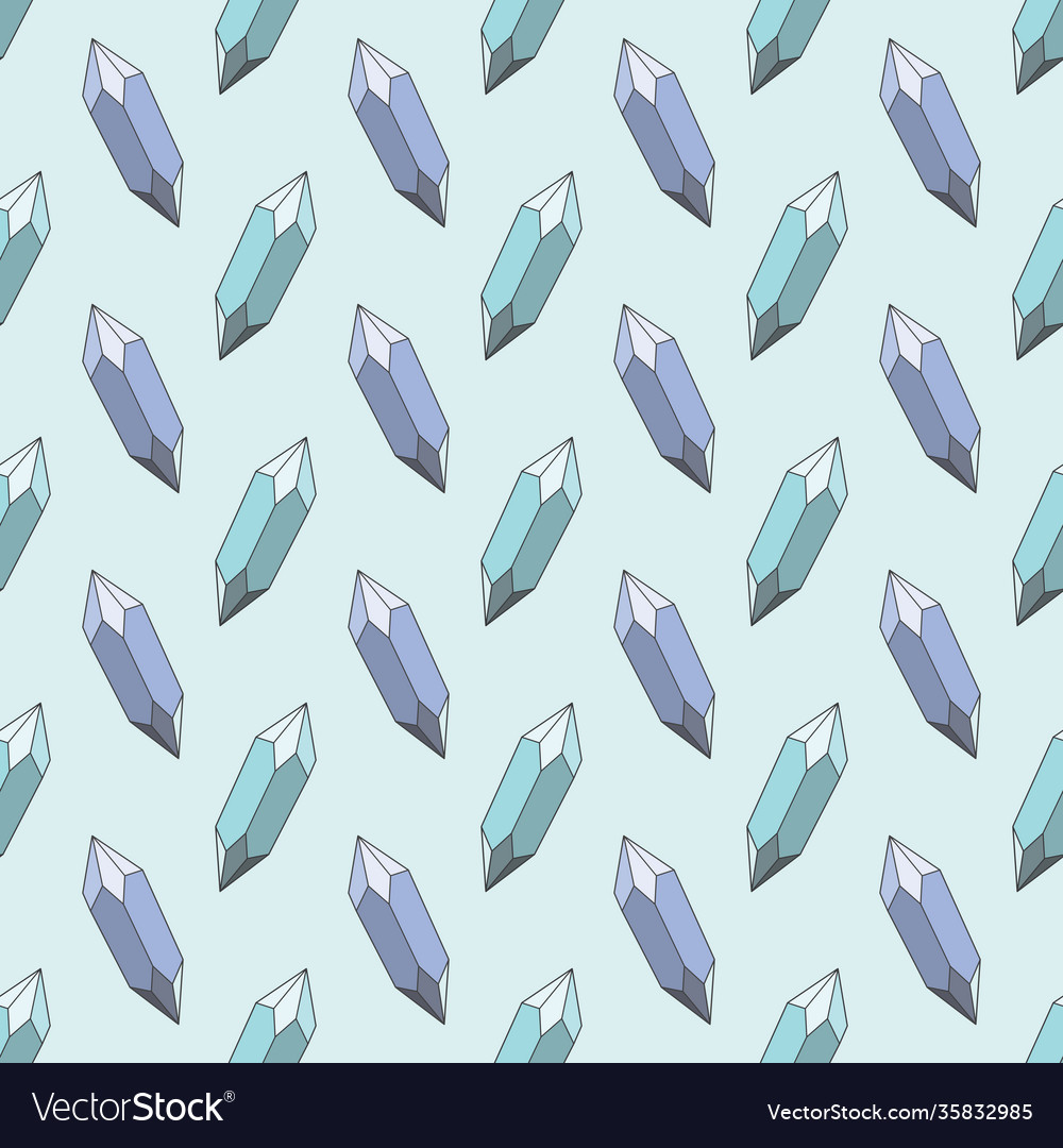 Blue crystals seamless repeat pattern design Vector Image