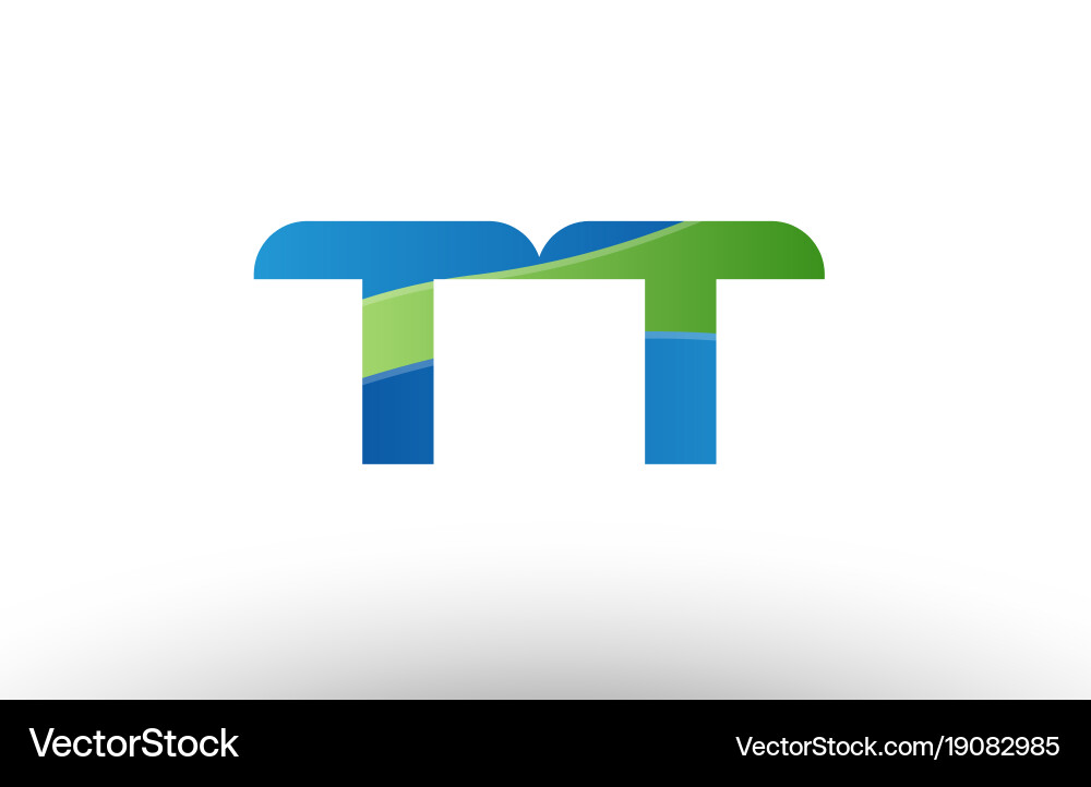Blue green tt t alphabet letter logo Royalty Free Vector