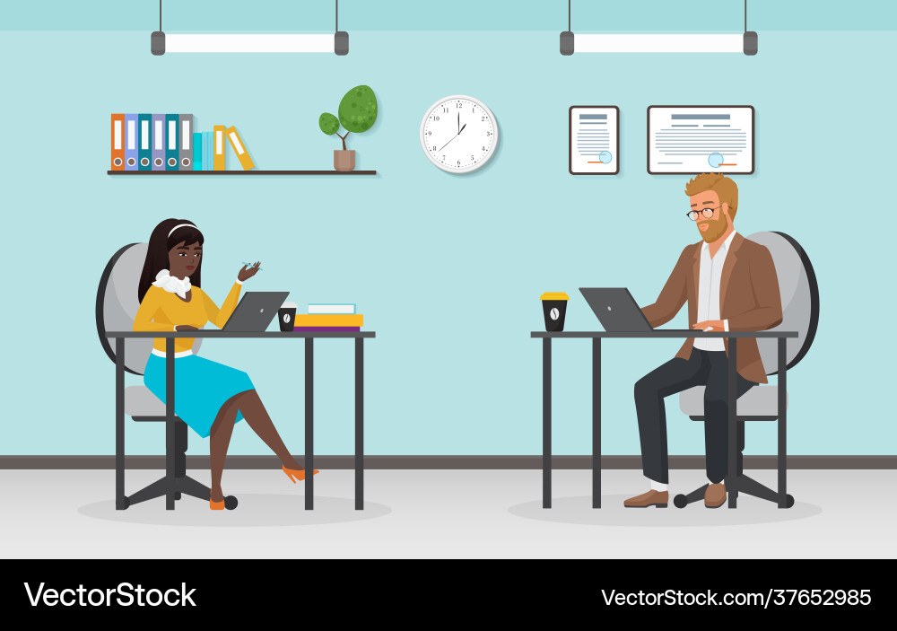 Business people work busy office workers sitting Vector Image