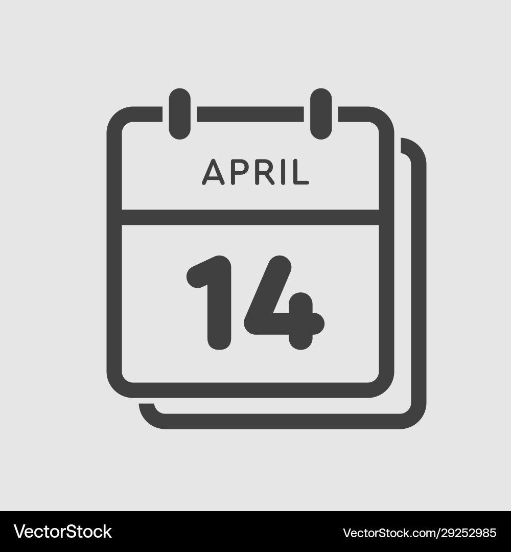Calendar day 14 april days year Royalty Free Vector Image