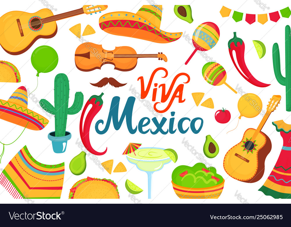 Cinco de mayo viva mexico hand drawn lettering Vector Image