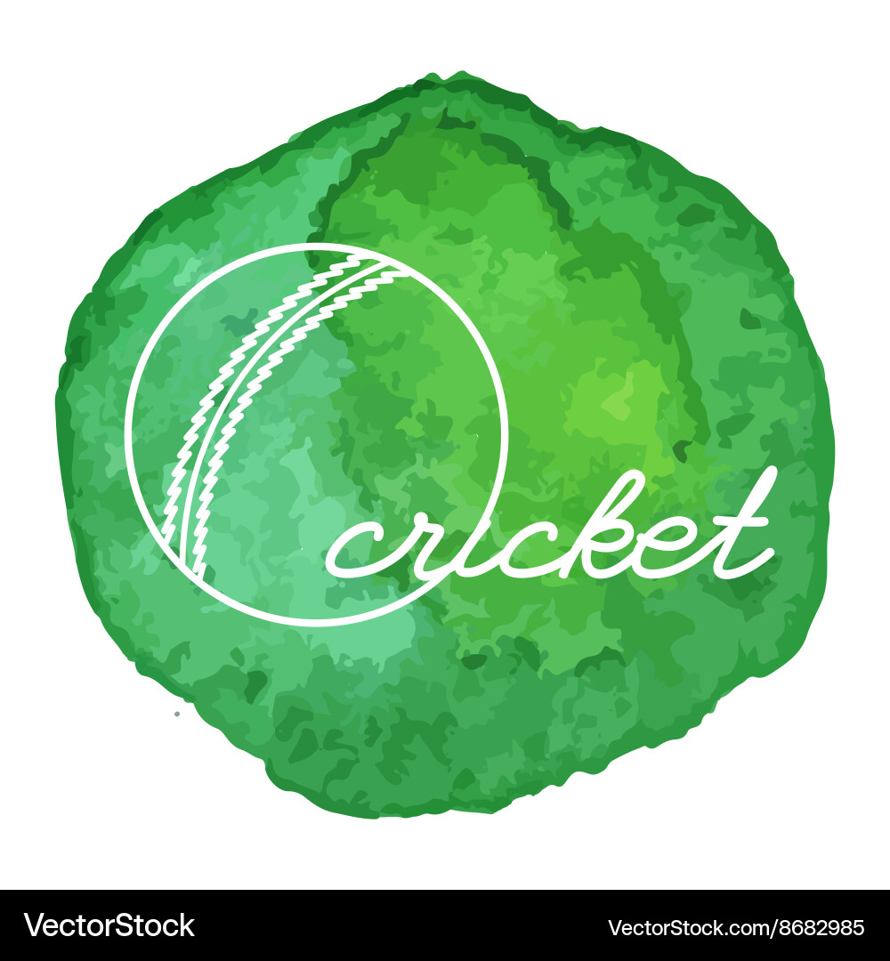 Cricket game icon on watercolor blot Royalty Free Vector