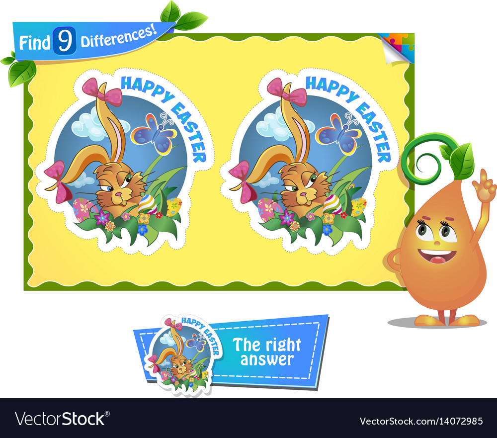 Find 9 differences easter holiday Royalty Free Vector Image