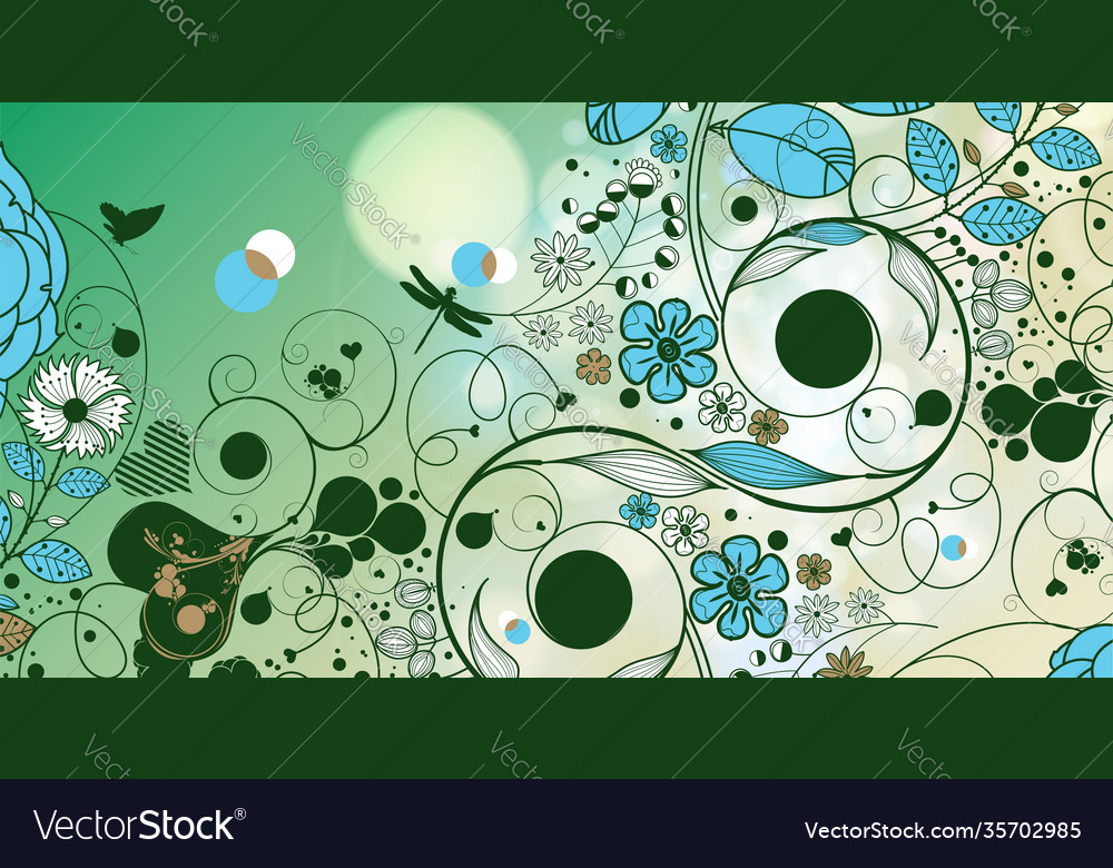 Floral gradient background with patterns Vector Image