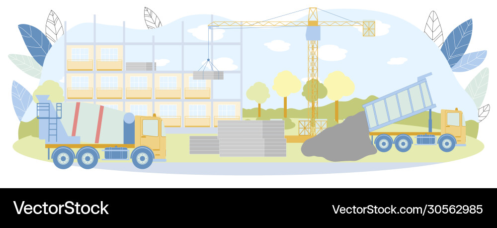 House building unfinished apartment construction Vector Image