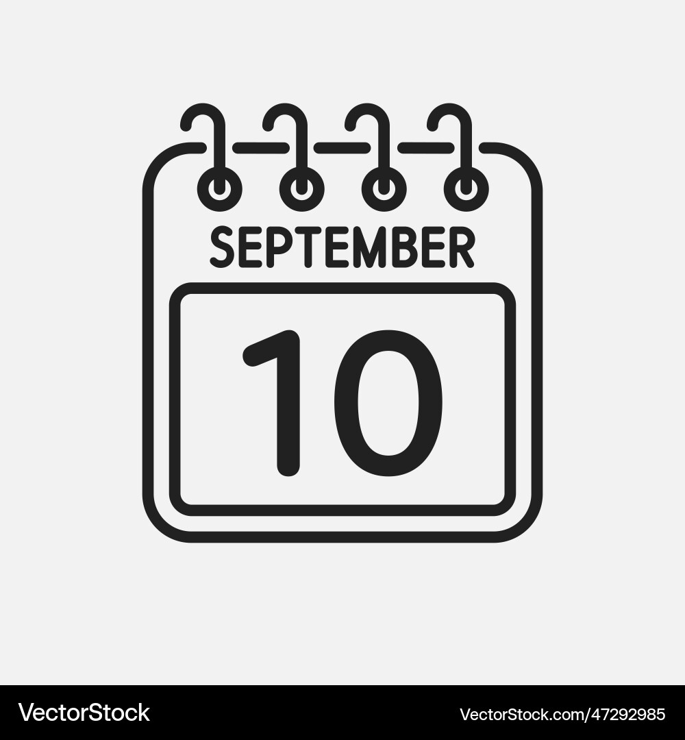 Icon page calendar day - 10 september Royalty Free Vector