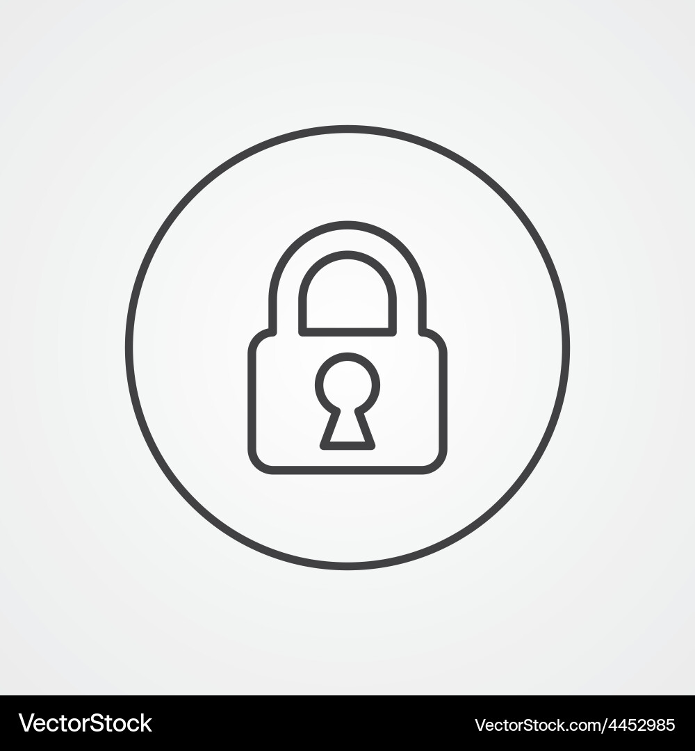 Lock outline symbol dark on white background logo Vector Image