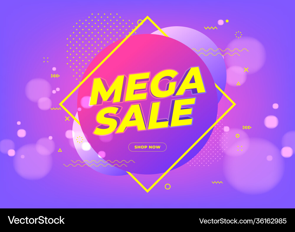 Mega sale banner template design big Royalty Free Vector