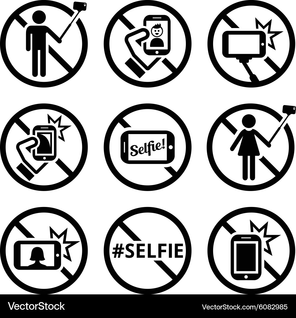 No selfies no selfie sticks signs Royalty Free Vector Image
