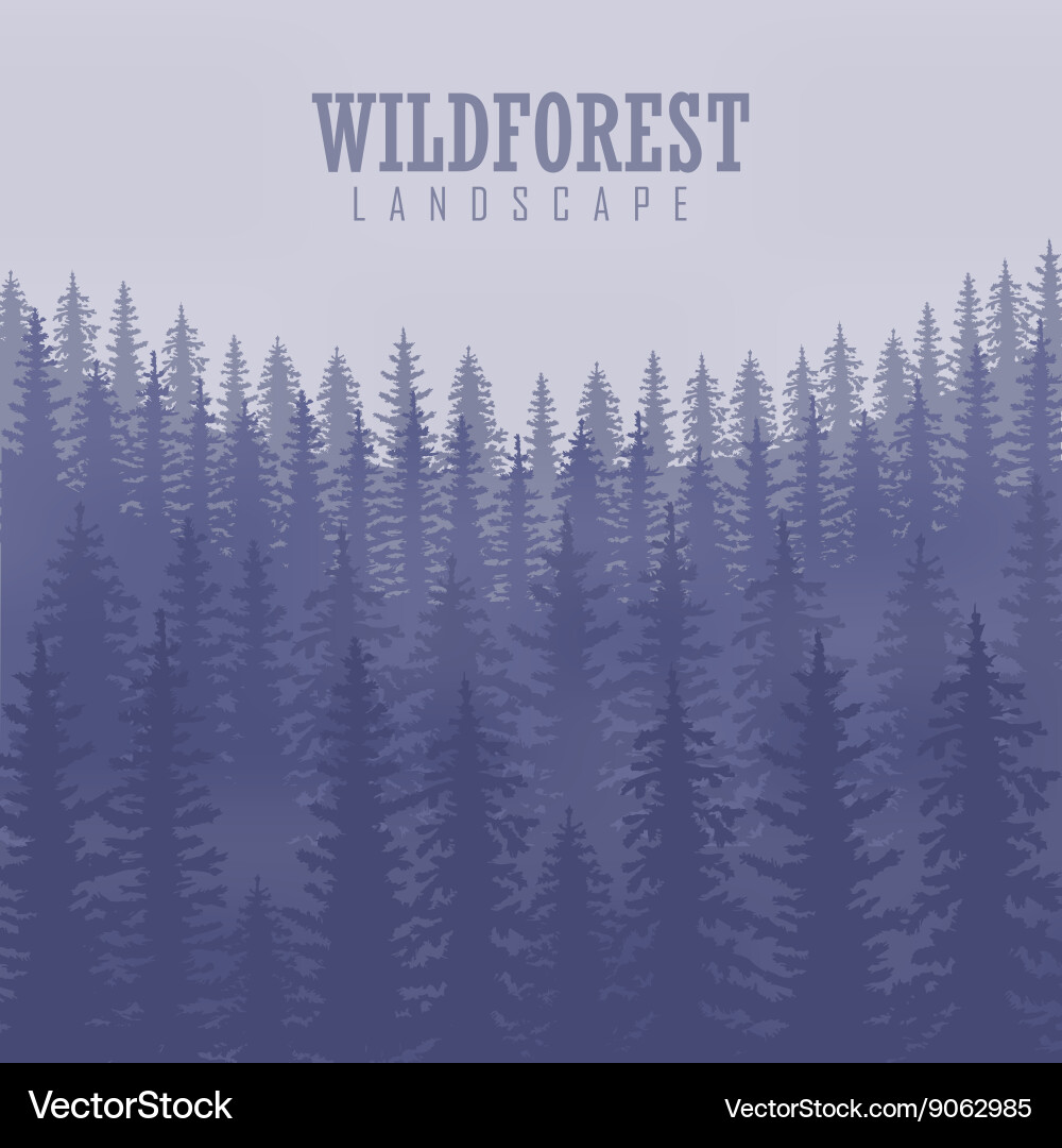 Pine tree landscape nature wood natural panorama Vector Image