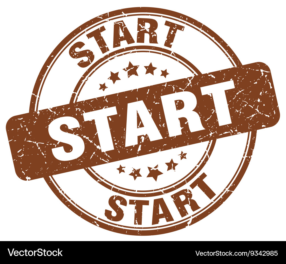 Start brown grunge round vintage rubber stamp Vector Image
