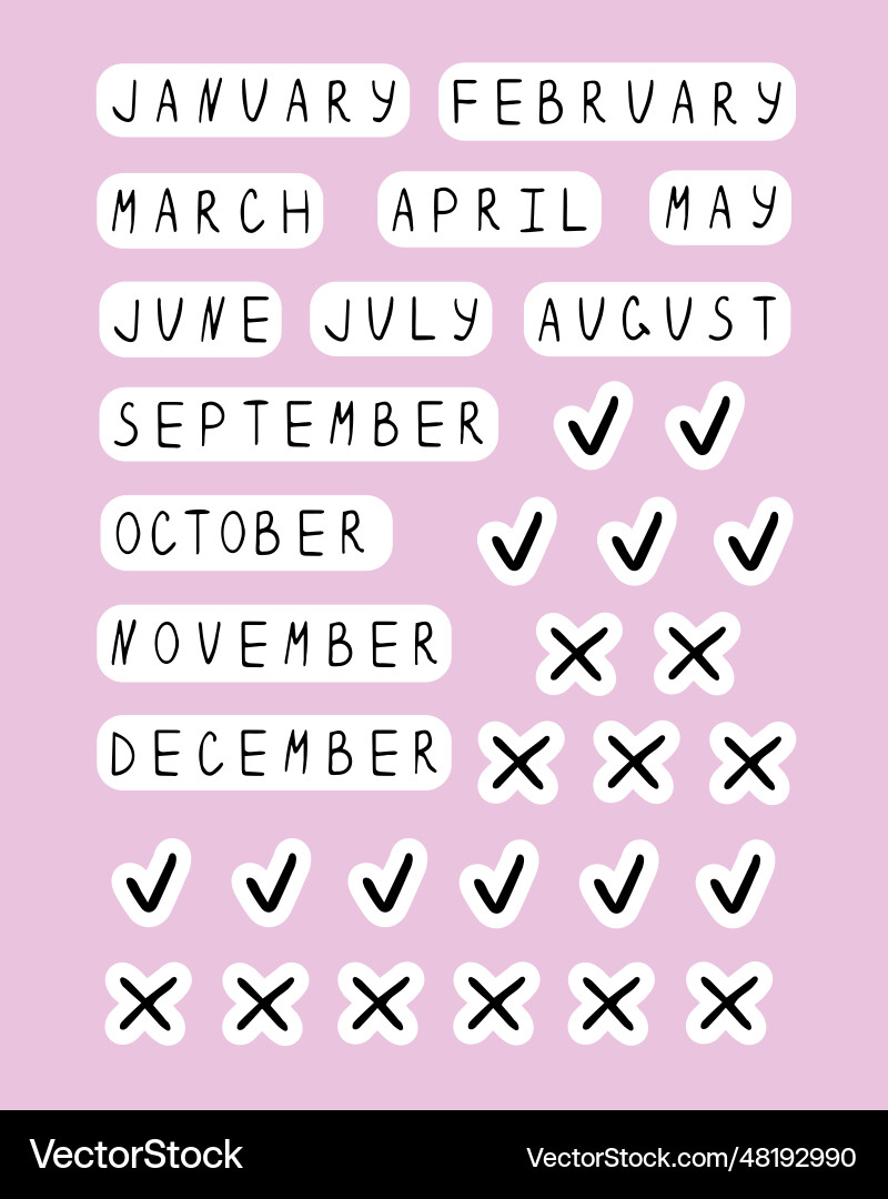 A set of stickers for diary notebook copybook Vector Image