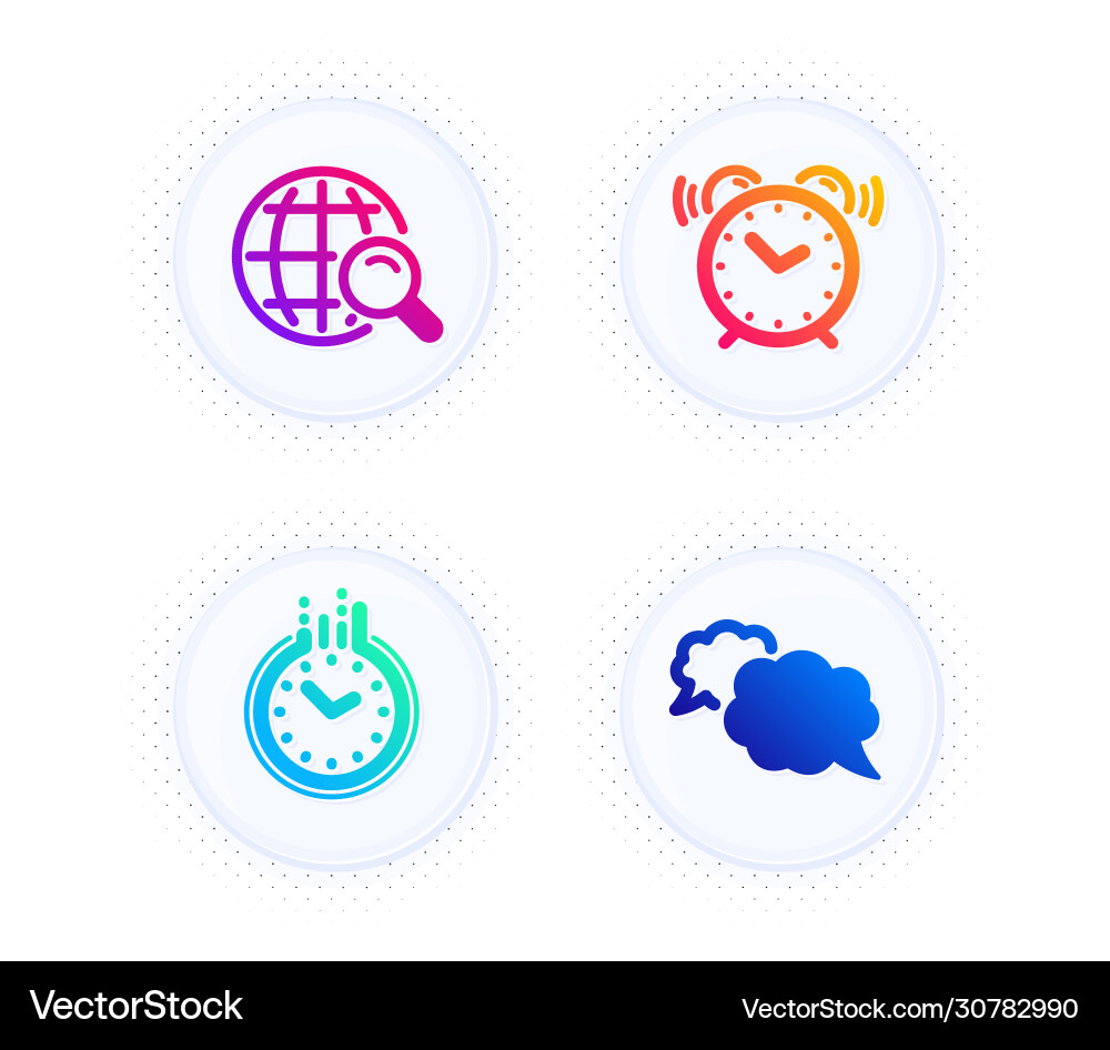 Alarm clock internet search and time icons set Vector Image