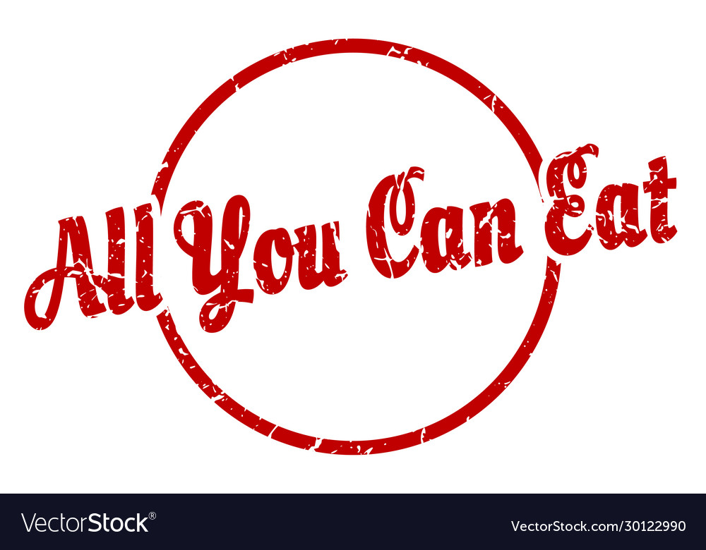 All you can eat sign round Royalty Free Vector Image