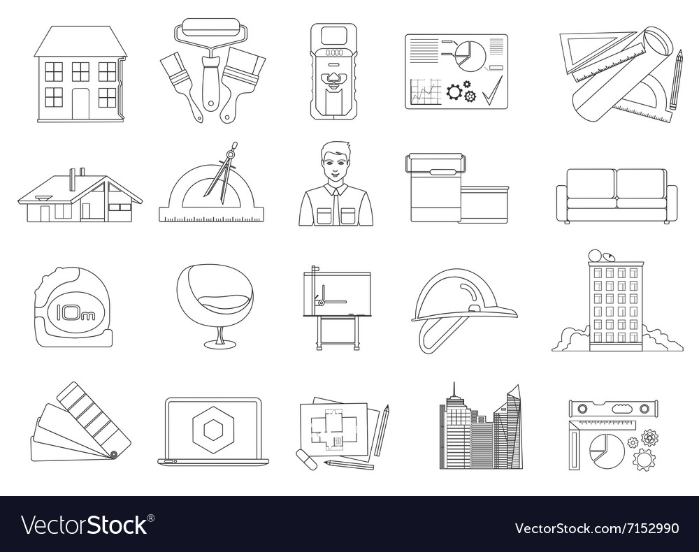 Architecture and Construction line icons set Vector Image