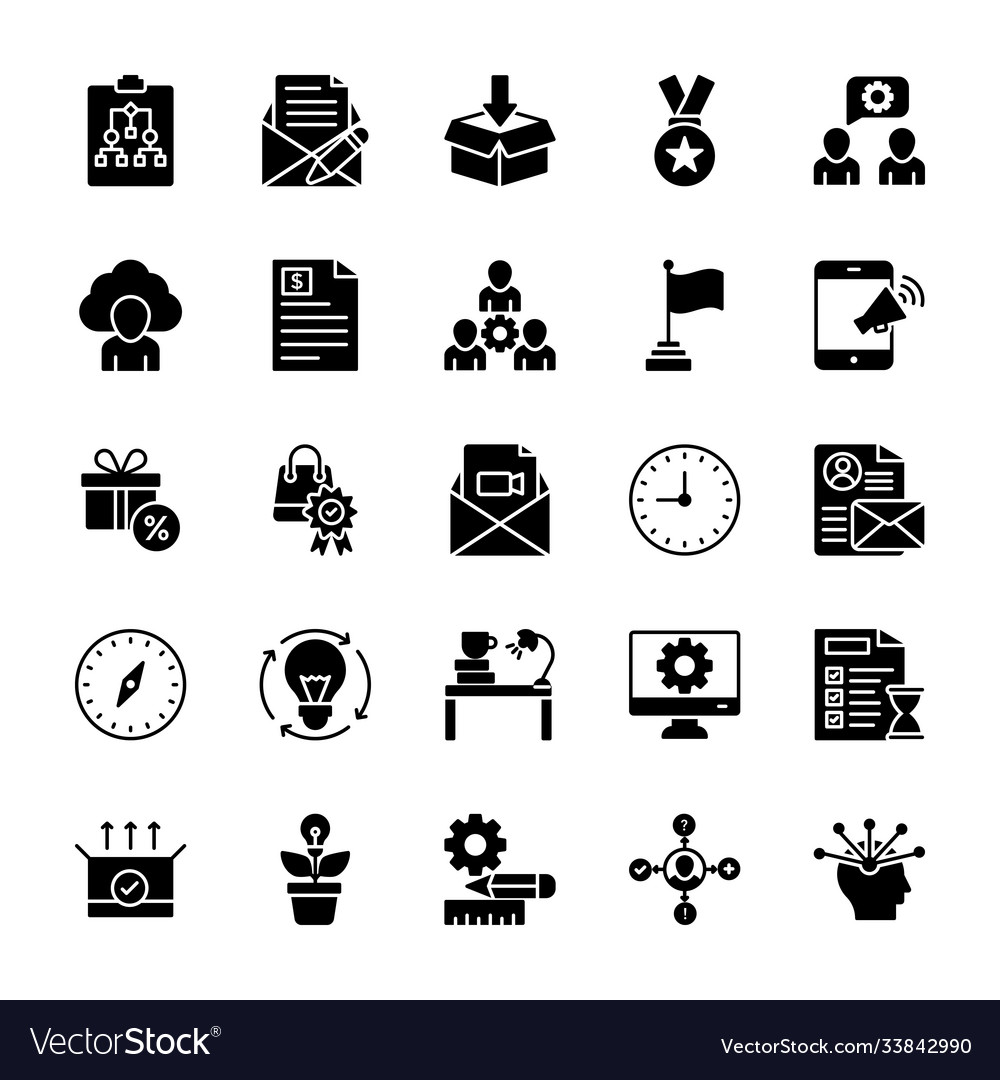 Business management glyph icons Royalty Free Vector Image