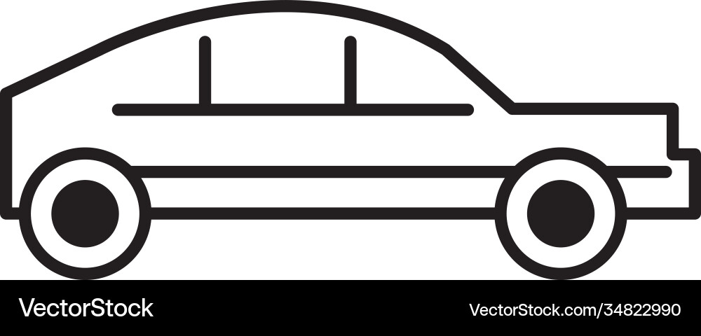 Car transport side view line icon isolated Vector Image