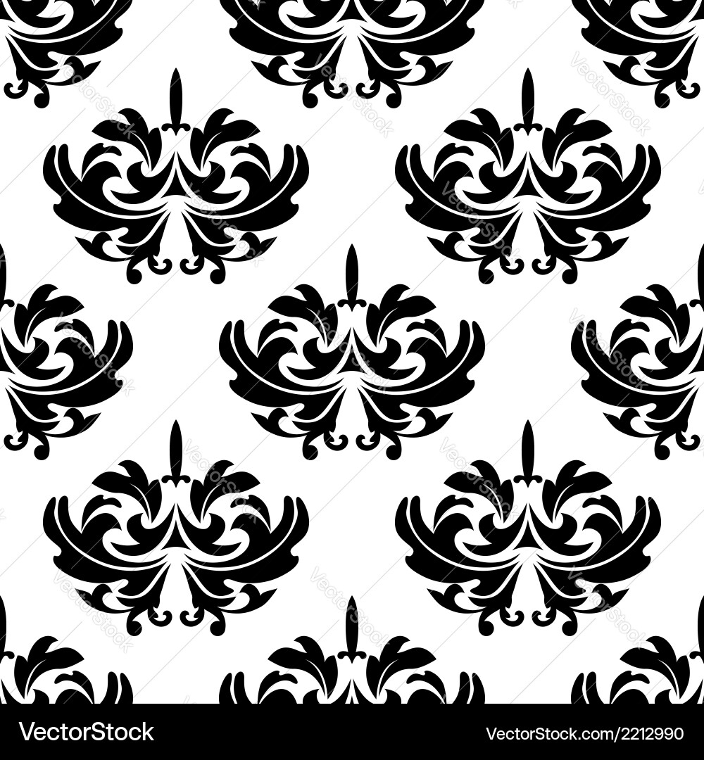 Damask style arabesque pattern with a floral motif