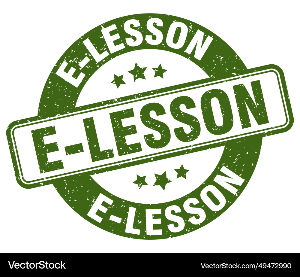 E-lesson stamp label round grunge sign Royalty Free Vector