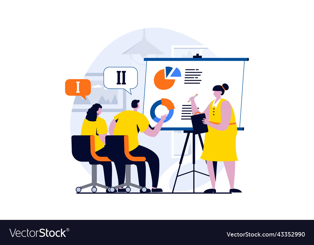 Focus group concept with people scene in flat Vector Image