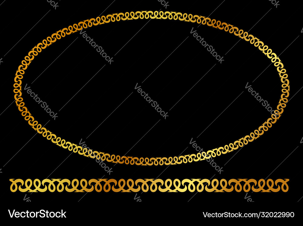 Golden oval floral frame at black background Vector Image