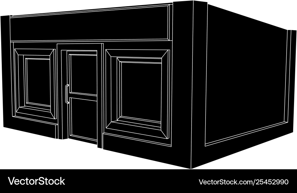 Market building black outline drawing Royalty Free Vector