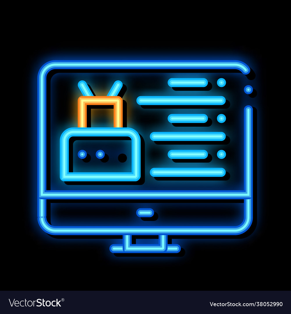 Robotics web site neon glow icon Royalty Free Vector Image
