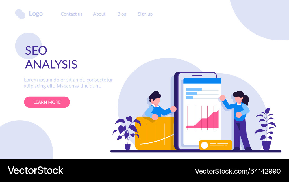 Seo analysis using a mobile phone employees Vector Image