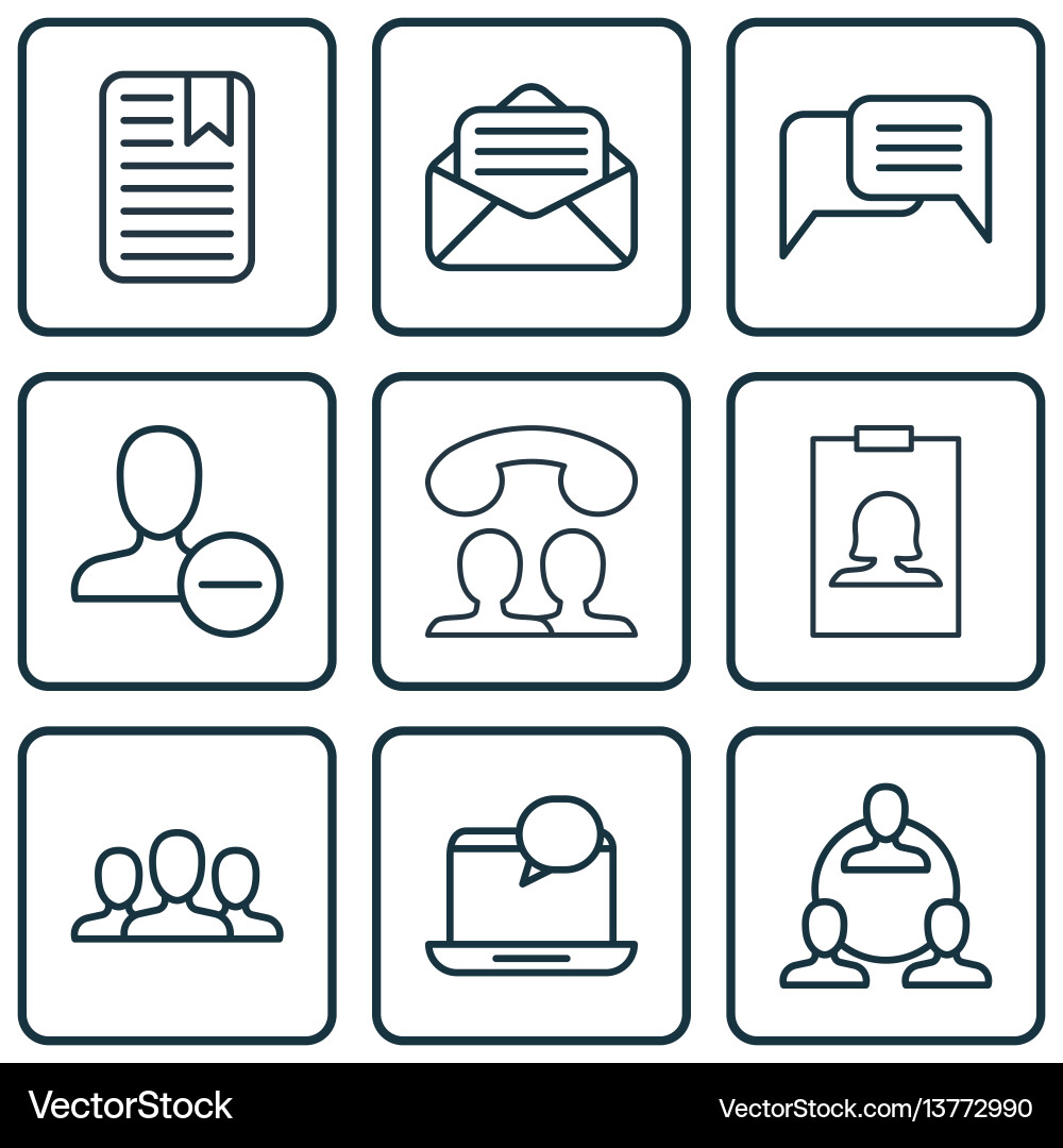 Set of 9 communication icons includes speaking Vector Image