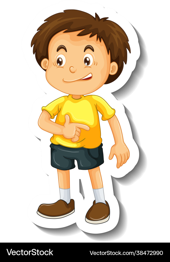 Sticker template with a boy cartoon character Vector Image