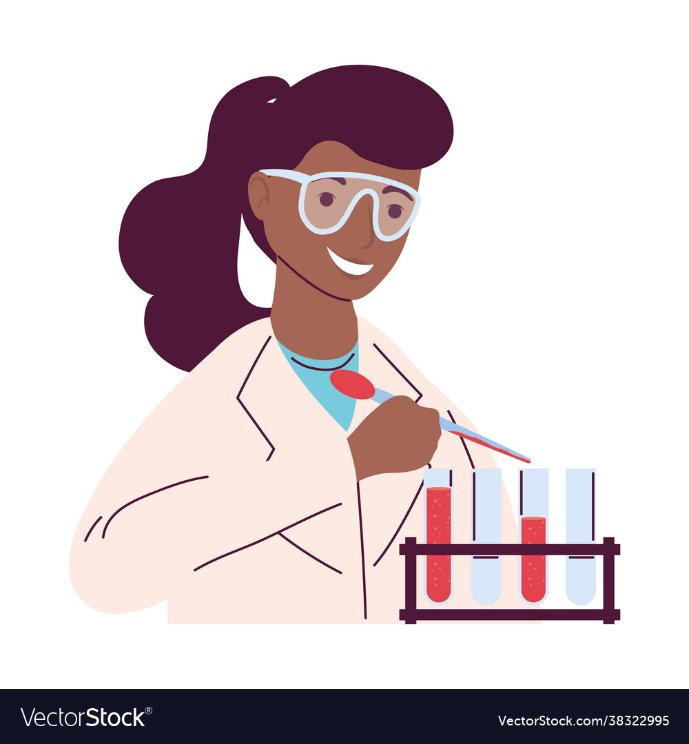Afro female scientist character Royalty Free Vector Image Afro female scientist character Royalty Free Vector Image