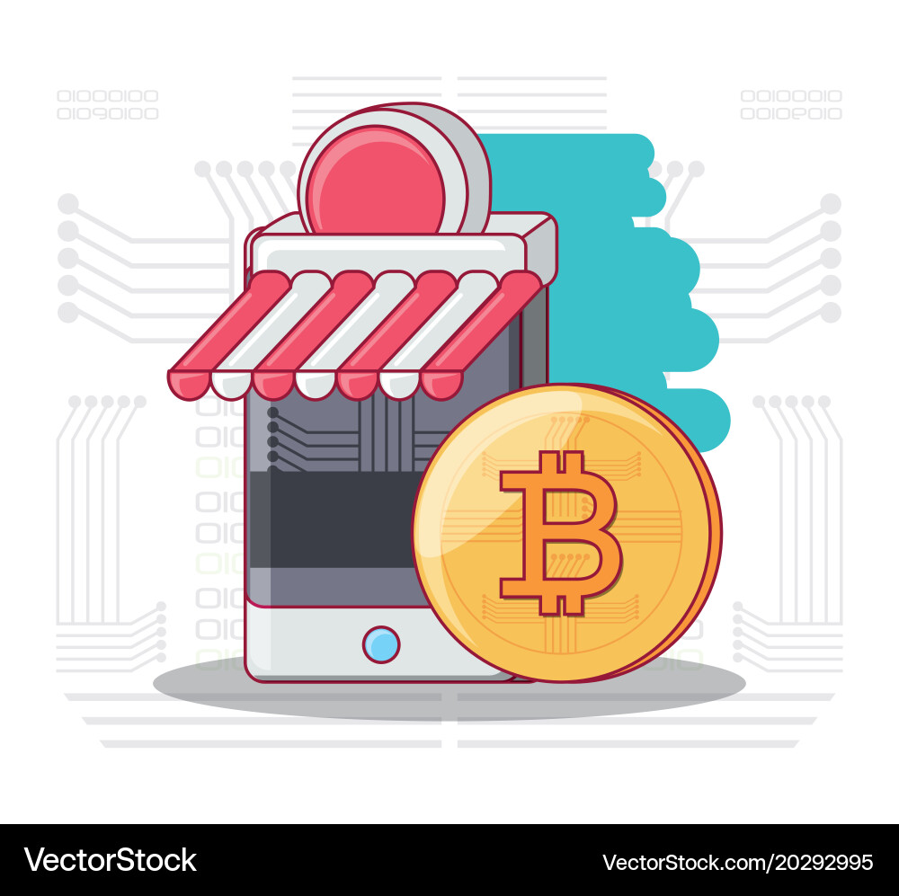 Bitcoin accepted design Royalty Free Vector Image