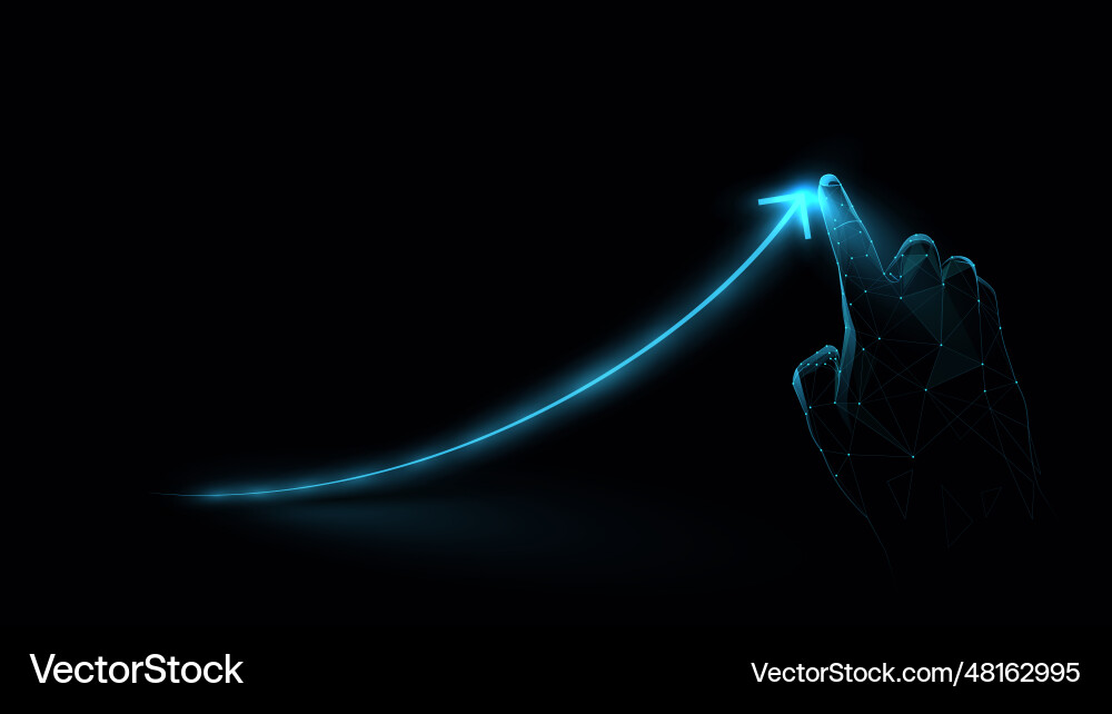 Businessman hand pointing finger to growth Vector Image